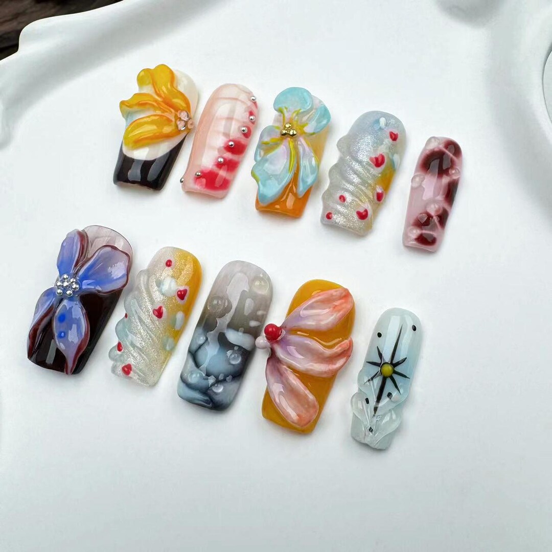 3D Flower Nails/custom Press on Nails/party Press on Nails/flakes for ...