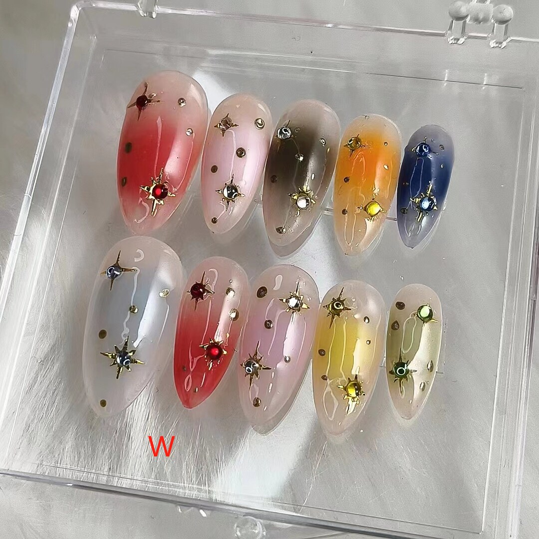 Custom Press on Nails/party Press on Nails/flakes for Nails/wedding ...