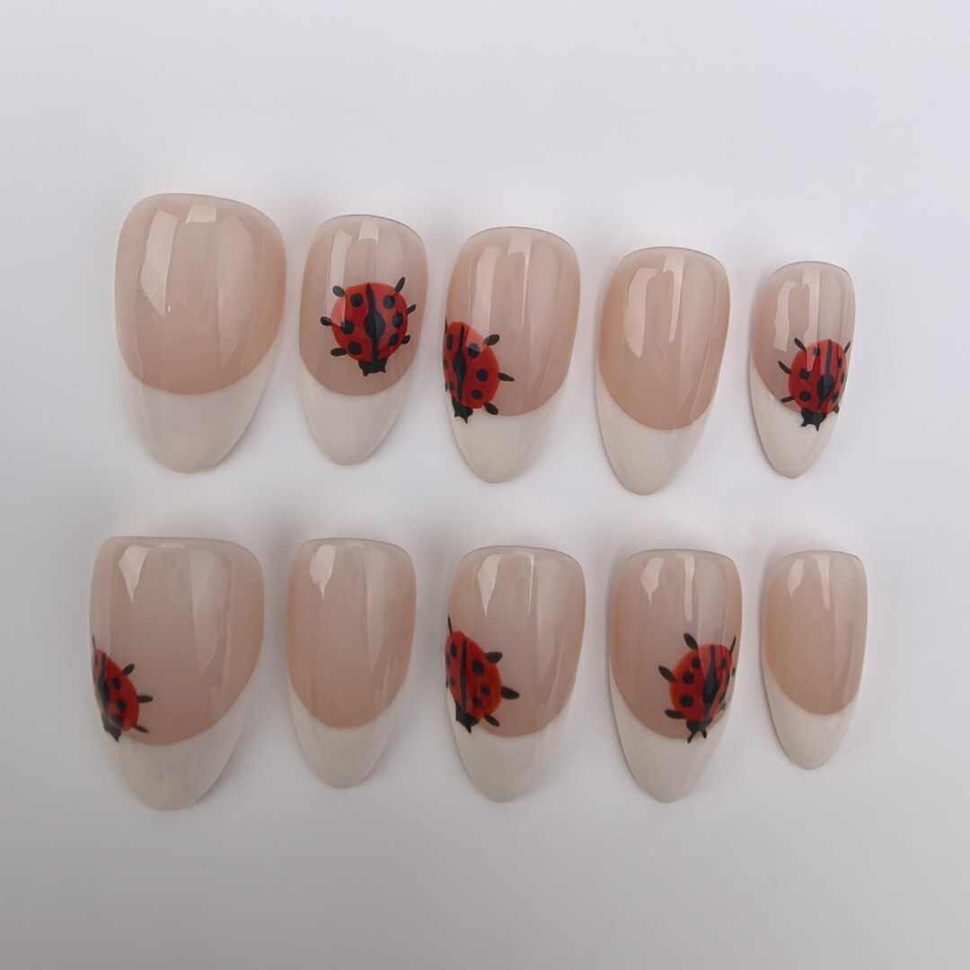 3D Gold Chrome Nail/for Her Gift/holiday Nailshandmade Ladybug Press on ...
