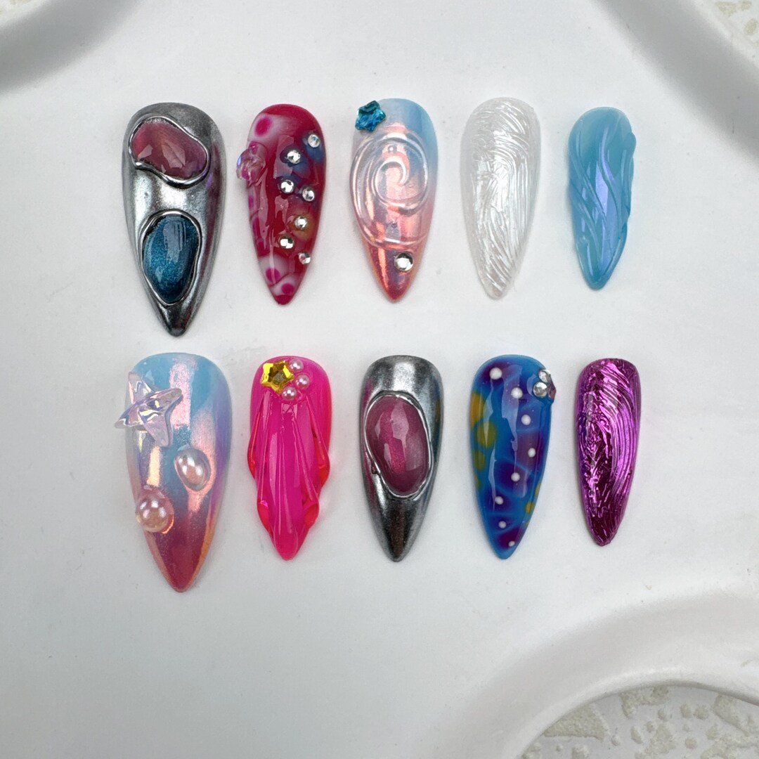 Custom Press on Nails: Party Flakes, Wedding Nails Gift/custom Party ...