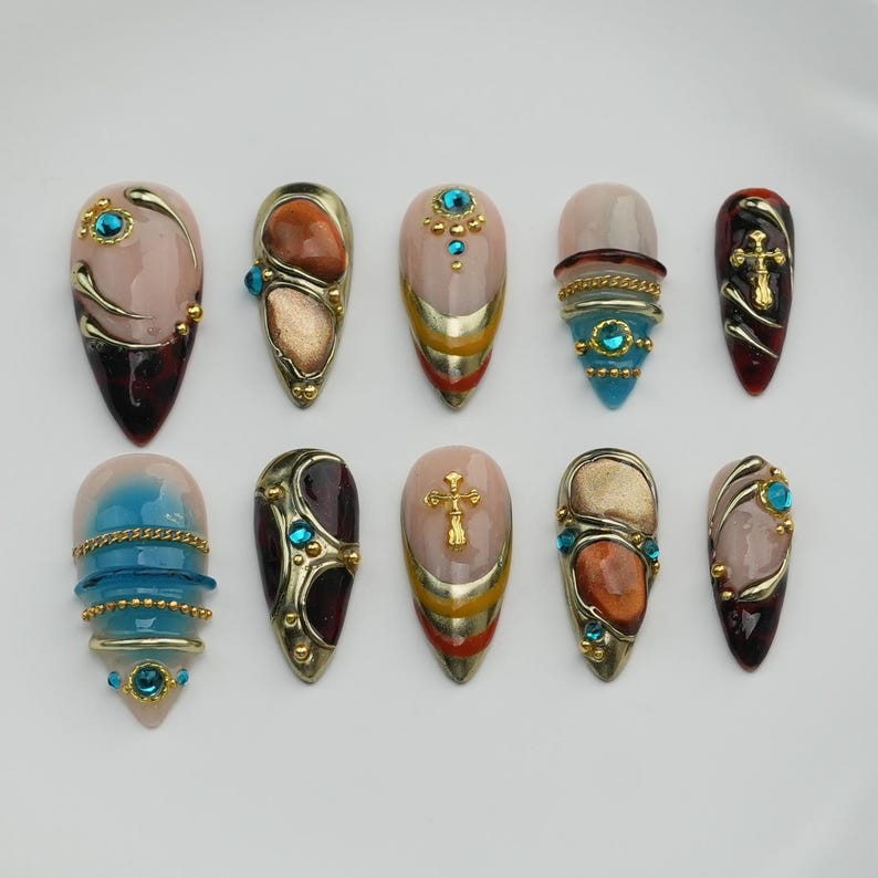 Handmade Magical Princess Press on Nails, Custom Gel Nail Art - Etsy