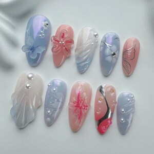 3D Flower Nails/shell Nails/custom Press on Nails/party Press on Nails ...