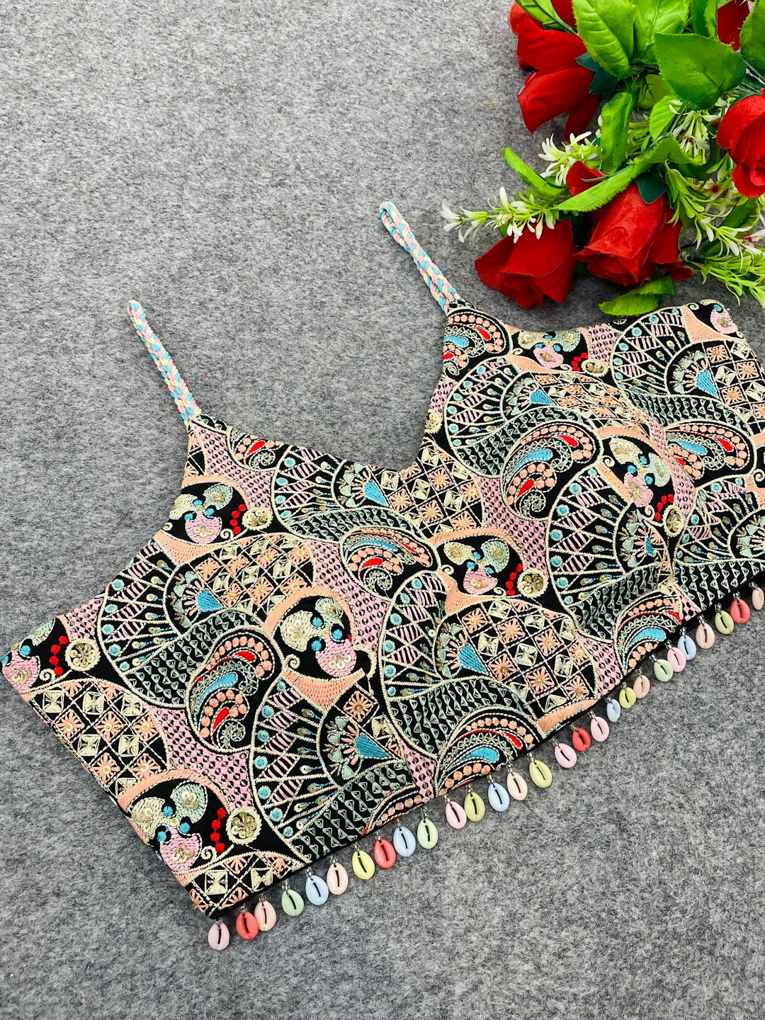 Made to Order Indian Multi Color Thread Embroidered With Handwork ...