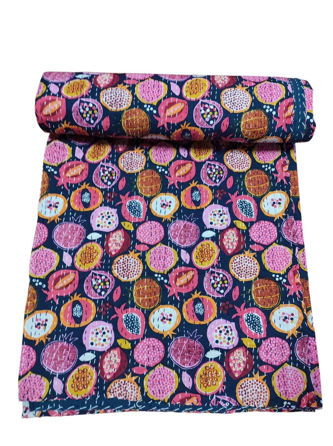 Hand Block Printed Quilt Handmade Floral Cotton Quilt Cotton Kantha ...