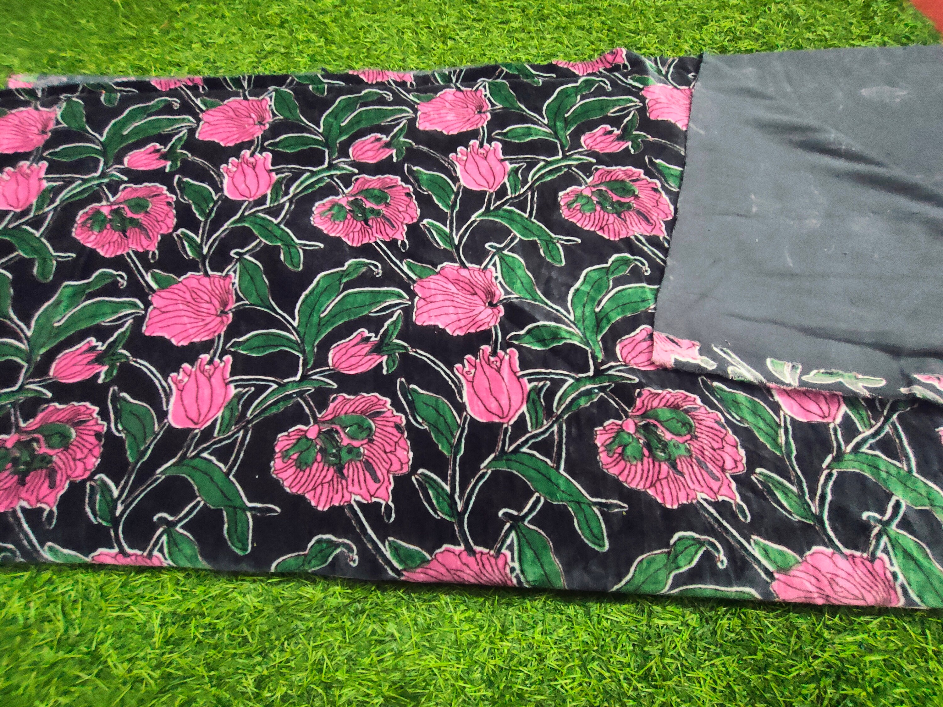 Velvet Fabric by Yard Black Floral Printed Velvet Fabric , Cotton ...