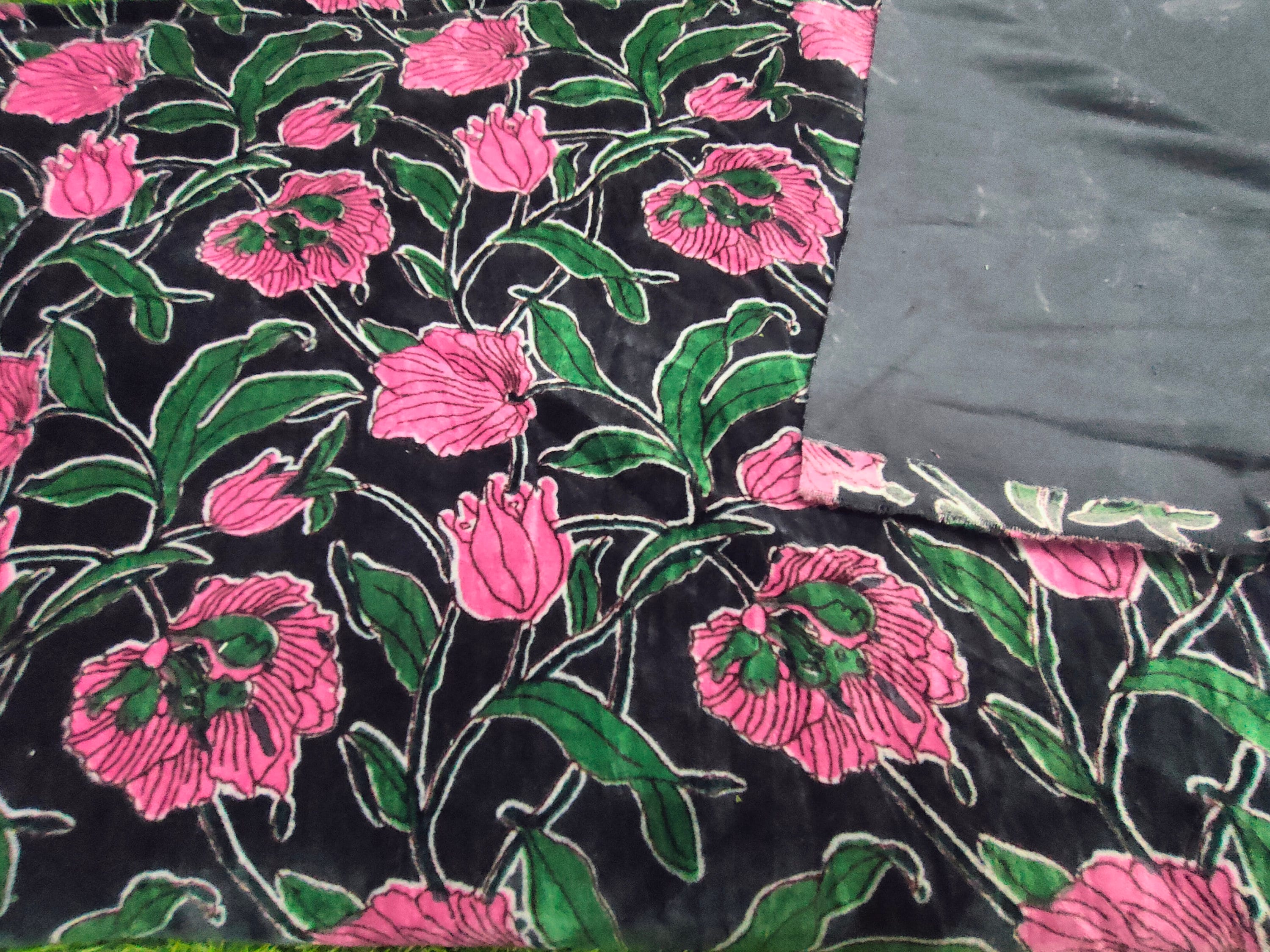 Velvet Fabric by Yard Black Floral Printed Velvet Fabric , Cotton ...