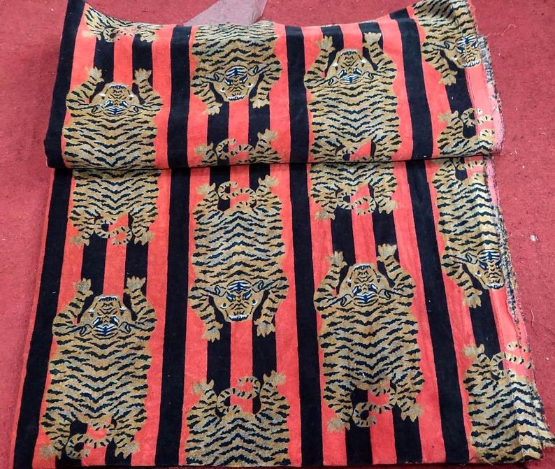 Indian Soft Luxury Velvet Tibetan Tiger Print Fabric Upholstery ...