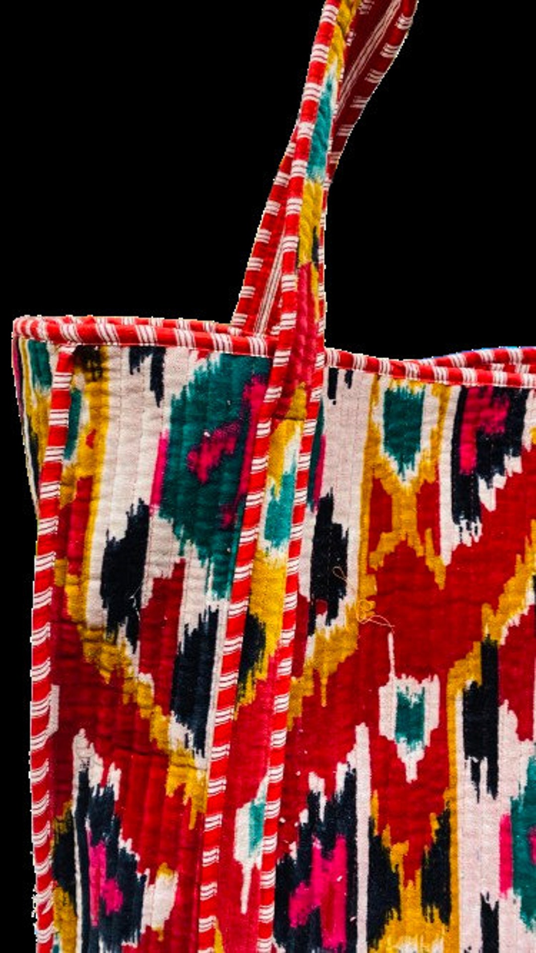 Ikat Print Hippie Bag, Weekend Bag, Velvet Tote Bags, Cotton Velvet ...