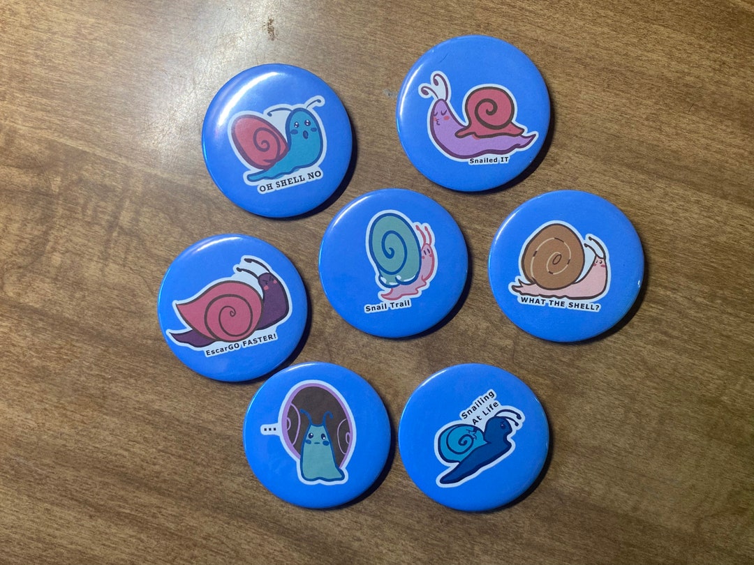 Punny Snail Pins Super Cute Button Pins Set - Etsy