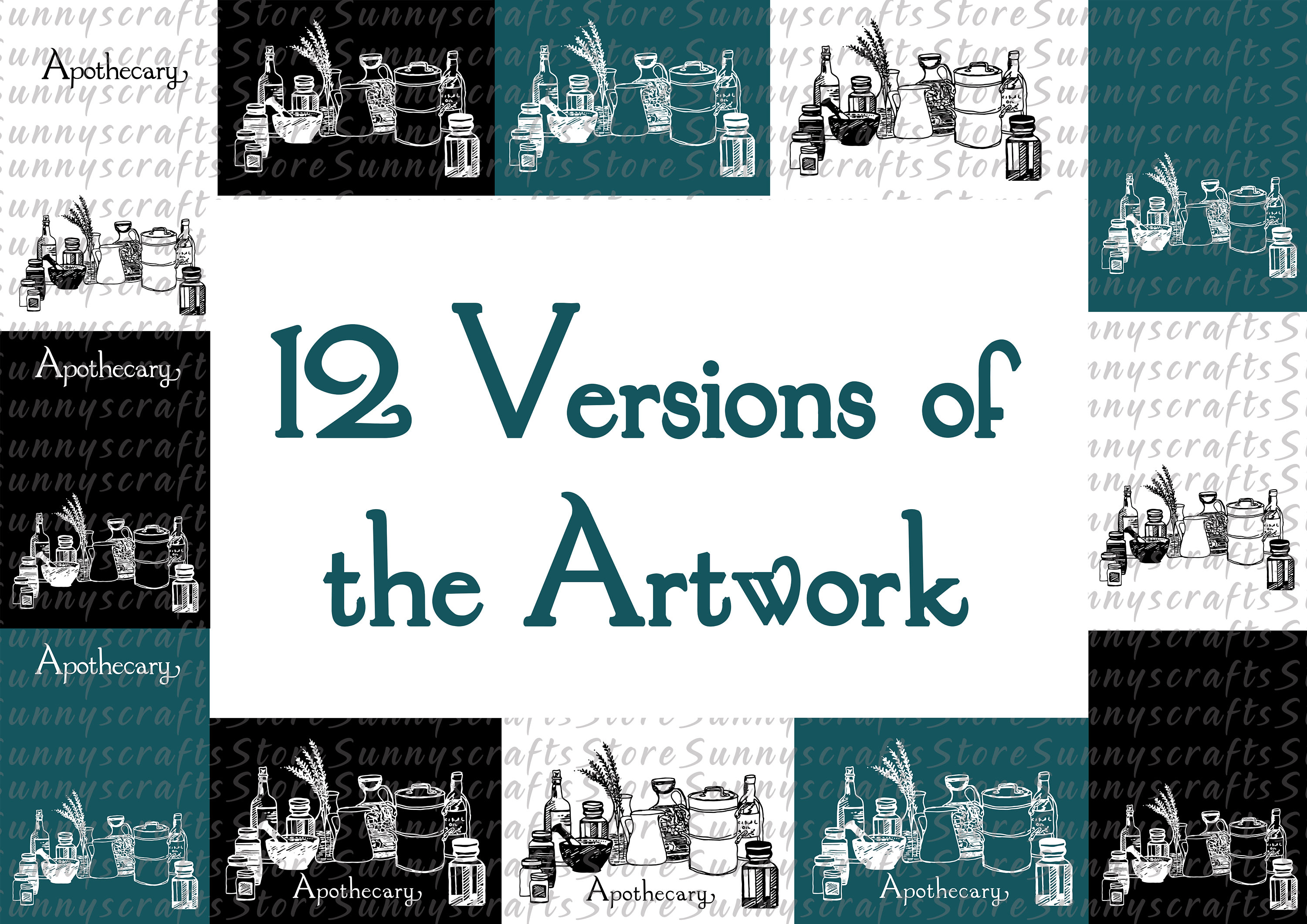 Apothecary Posters | 12 Versions | Bottles | Jars | Mortar and Pestle ...