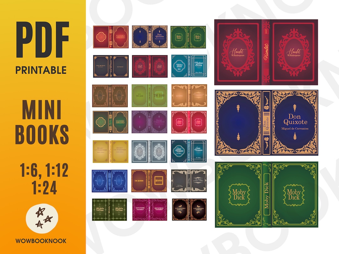 Mini Books Printable Classic Book Covers 1/6 1/12 1/24 - Etsy UK