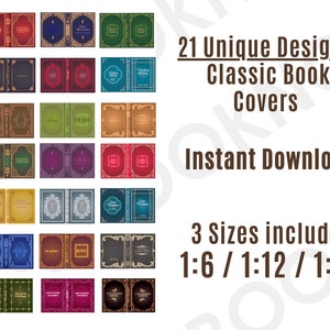 Mini Books Printable Classic Book Covers 1/6 1/12 1/24 - Etsy UK