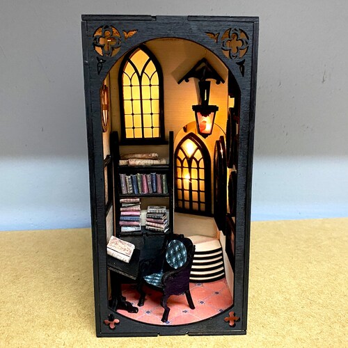 Book Nook Bookshelf Insert Old Library Diorama Shelf Insert - Etsy