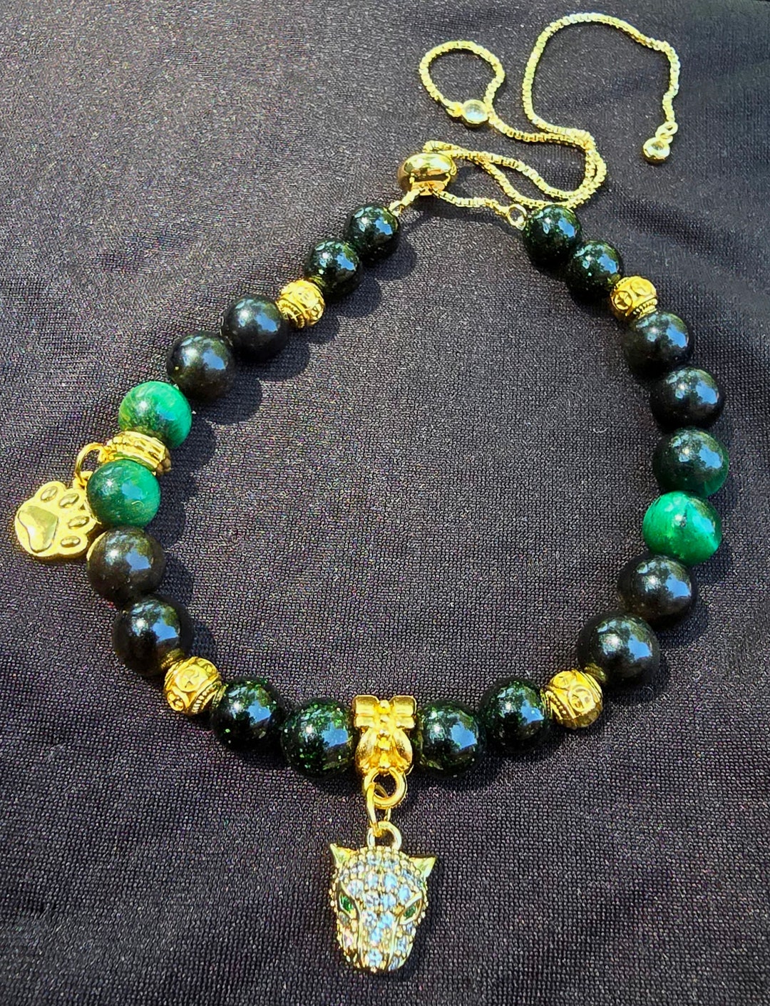Leopard With Obsidian, Tigers Eye, and Green Sandstone - Etsy