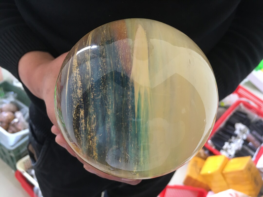 Yellow Smelting Stone Quartz Ball Crystal Ball Mineral Quartz Crystal ...