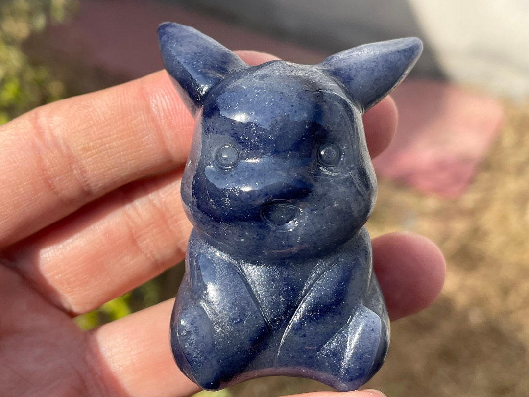 2.4 Natural Blue Aventurine, Quartz Crystal, Hand-carved Pikachu ...