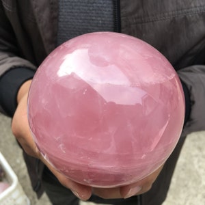 Natural Pink Rose Quartz Crystal Sphere Crystal Ball Reiki Healing ...