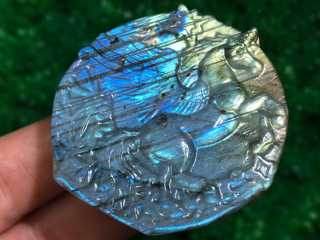 2 Natural Labradorite Crystal Hand Carved Pegasus Quartz Crystal Reiki ...