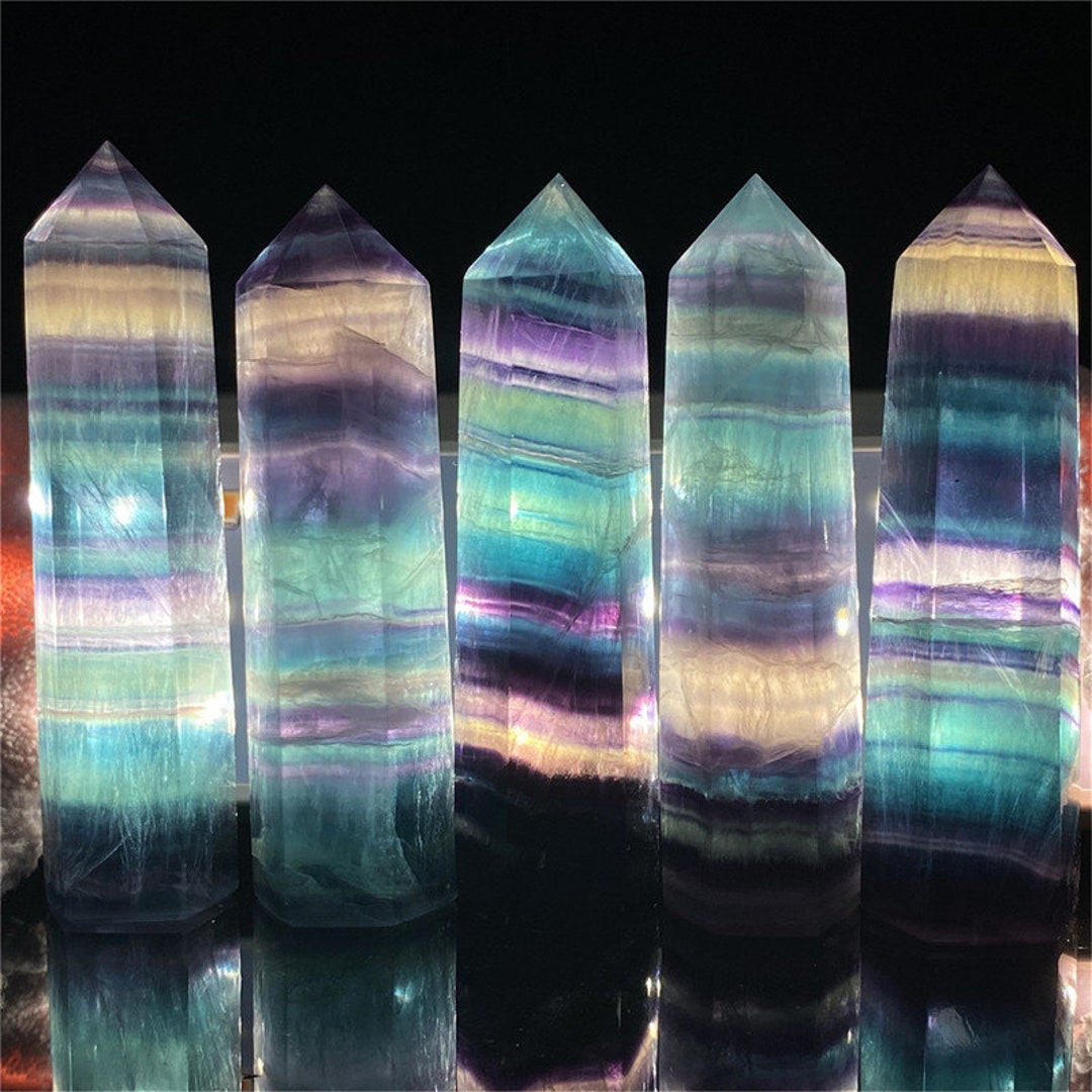 Natural Rainbow Fluorite Quartz Crystal Obelisk Wand Point Healing ...