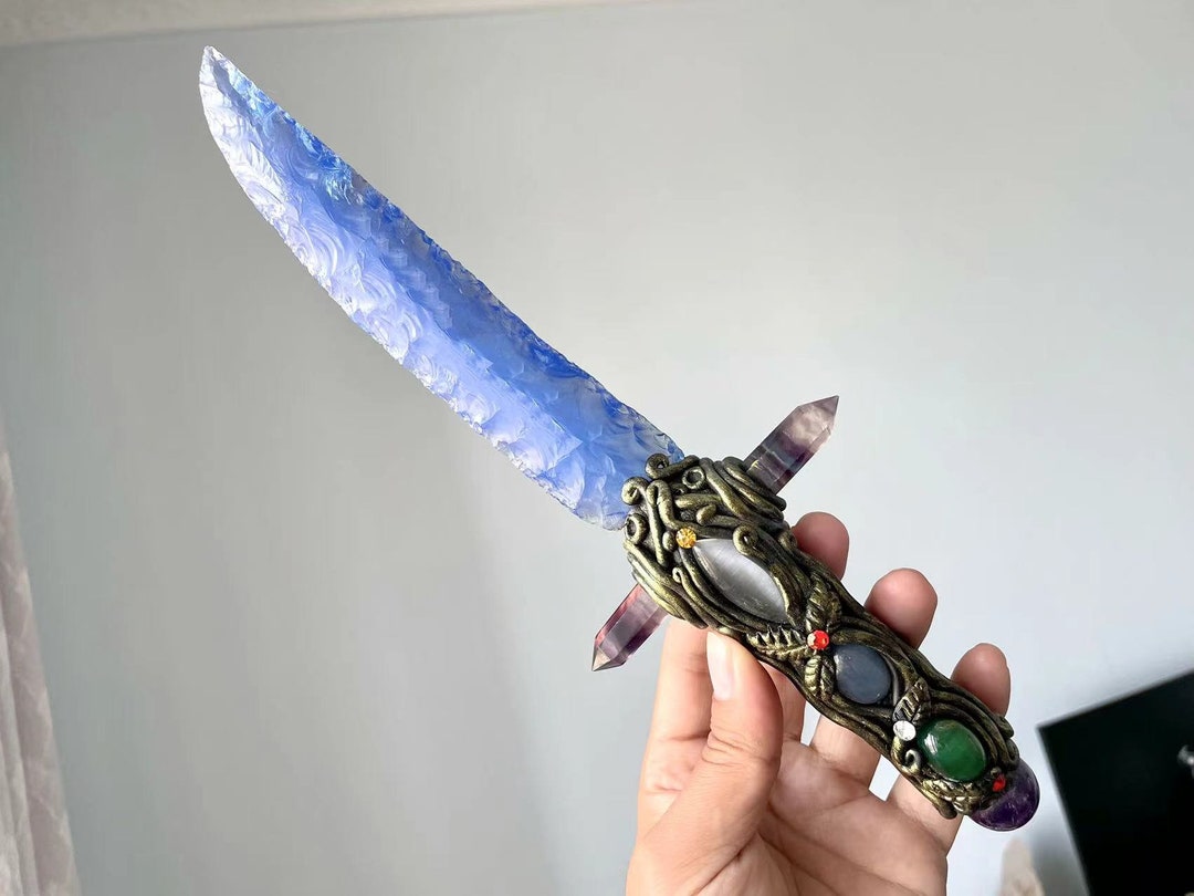 10 Blue Opal Dagger Crystal Hand Carved Diy Knife Natural Amethyst Ball ...