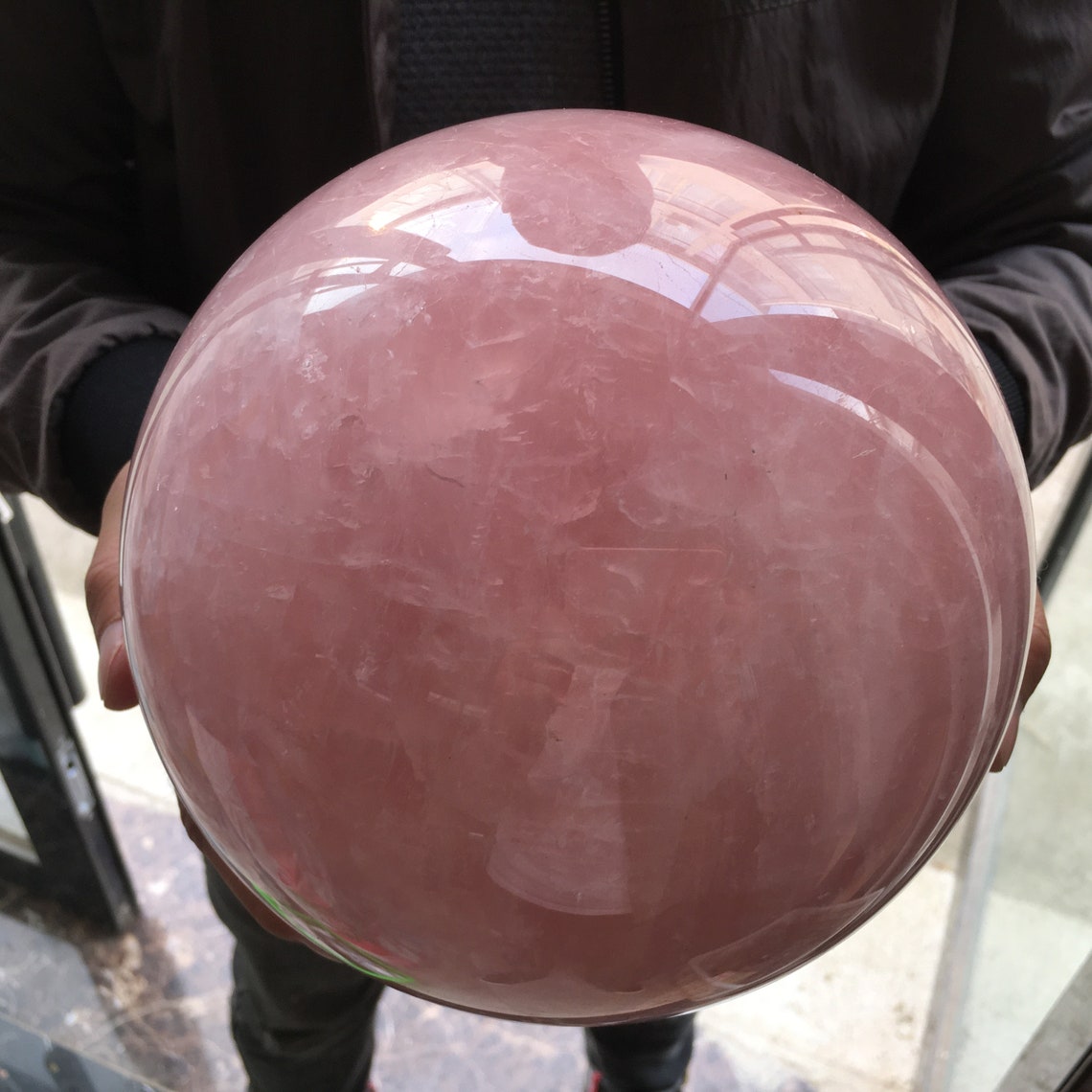 Natural Pink Rose Quartz Crystal Sphere Crystal Ball Reiki - Etsy