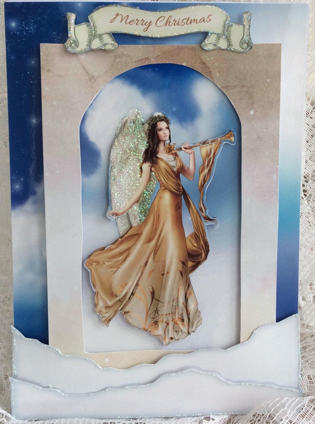 3D Angel Christmas Card: Luxury Decoupage Religious Card - Etsy UK