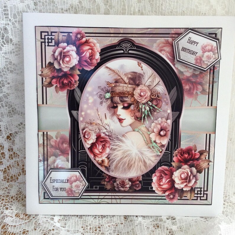Flapper Girl Card, Birthday Card for Lady, Happy Birthday Card, Ladies ...
