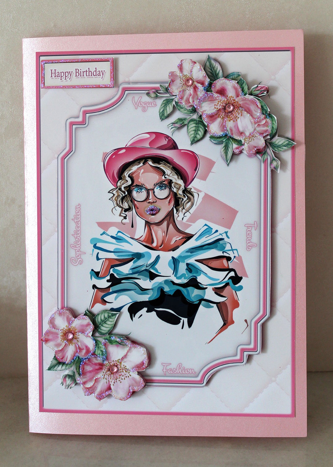Card for a Ladies Birthday, Birthday Greeting for Her, Pyramid Card ...