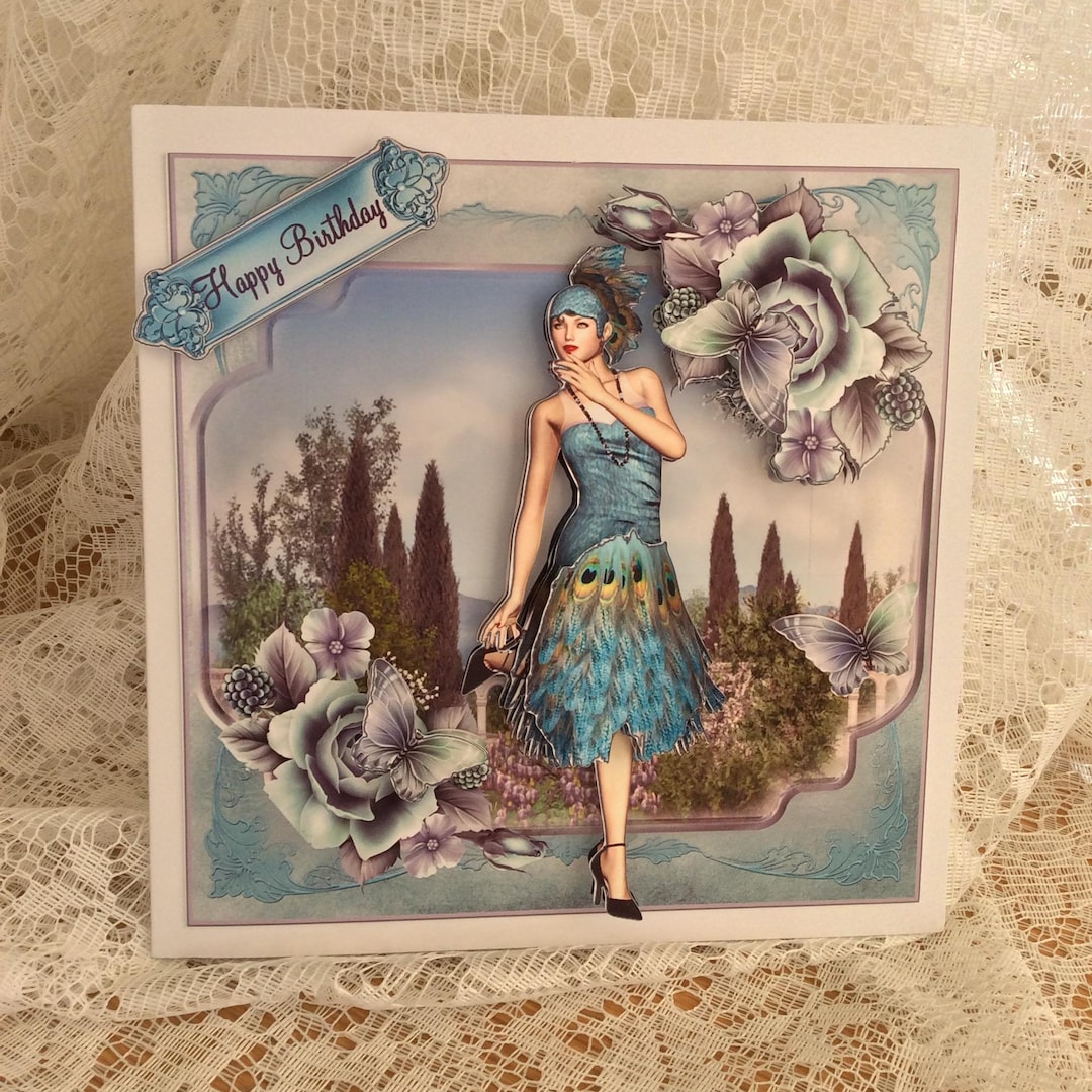 Flapper Girl Card, Birthday Card for Lady, Happy Birthday Card, Ladies ...