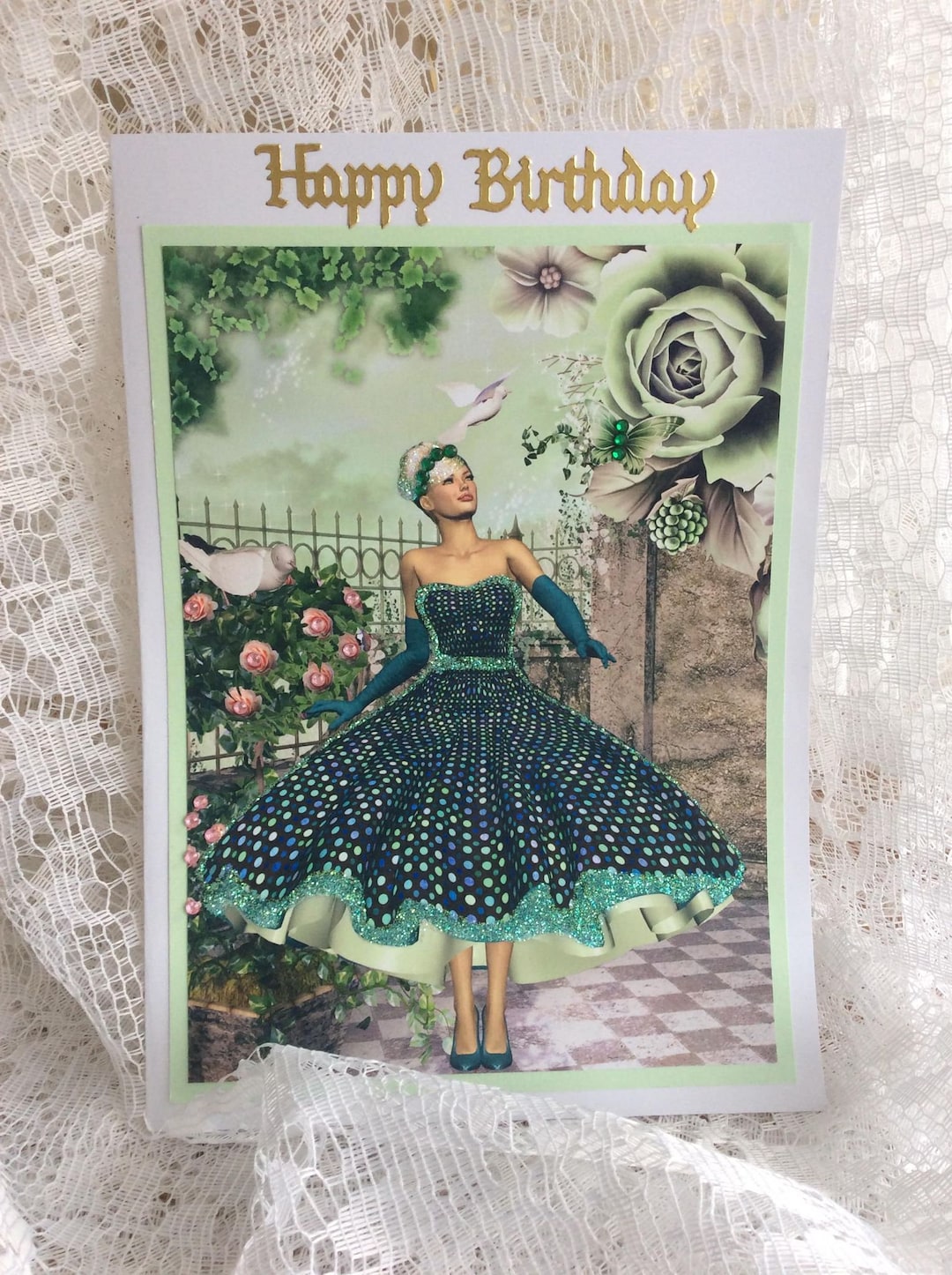 Happy Birthday Card for Ladies Birthday, Stylish Lady Card, Handmade ...