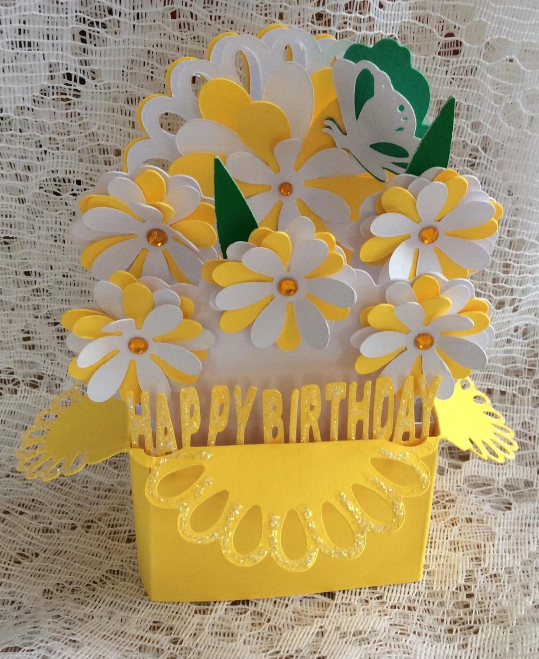 Flower Box Card With Happy Birthday, Special Floral Box, Card for Lady ...