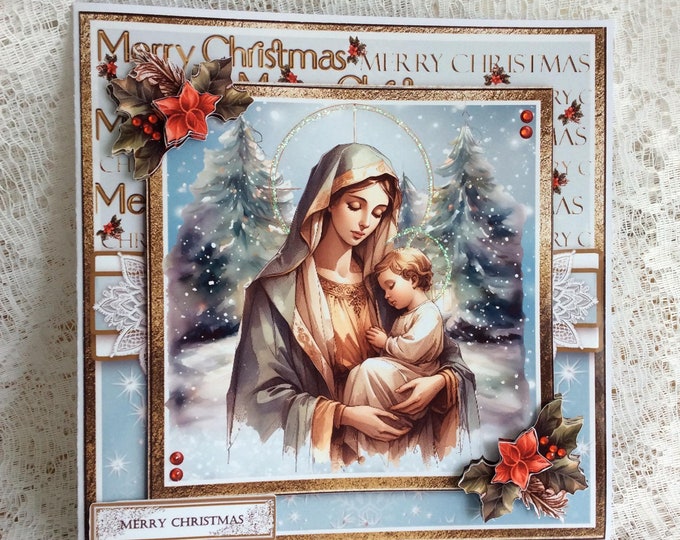 Religious Christmas Card, Virgin Mary and Child, Card for Christmas ...