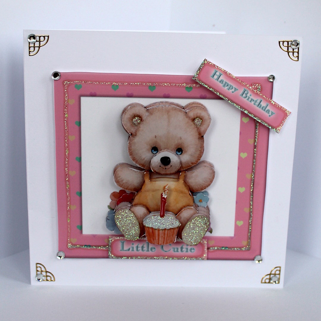 Handmade Teddy Bear Birthday Card: Decoupaged 5D Design - Etsy