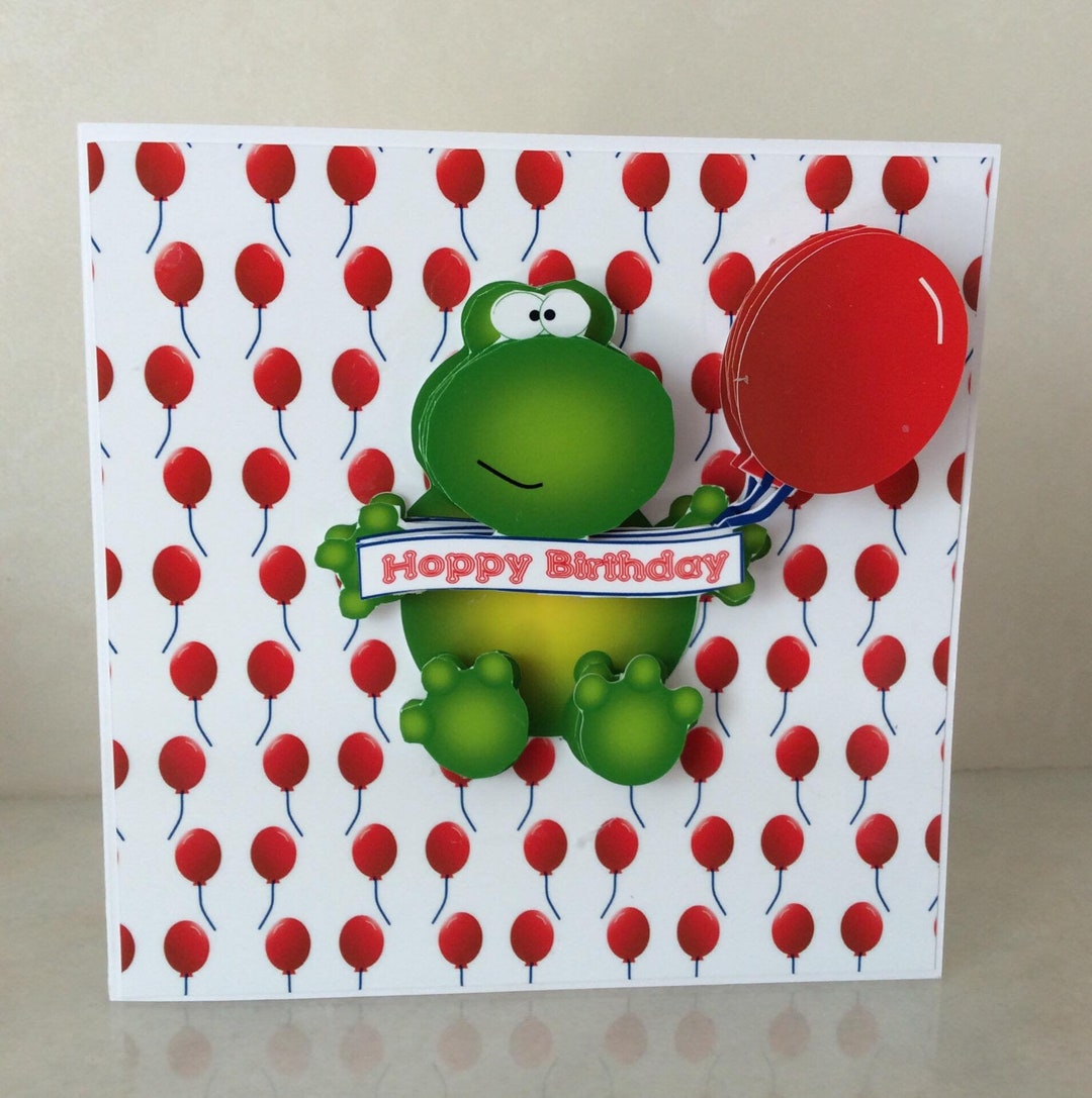 Happy Birthday Card, Fun Birthday Card, 5D Decoupage Card, Frog Card ...