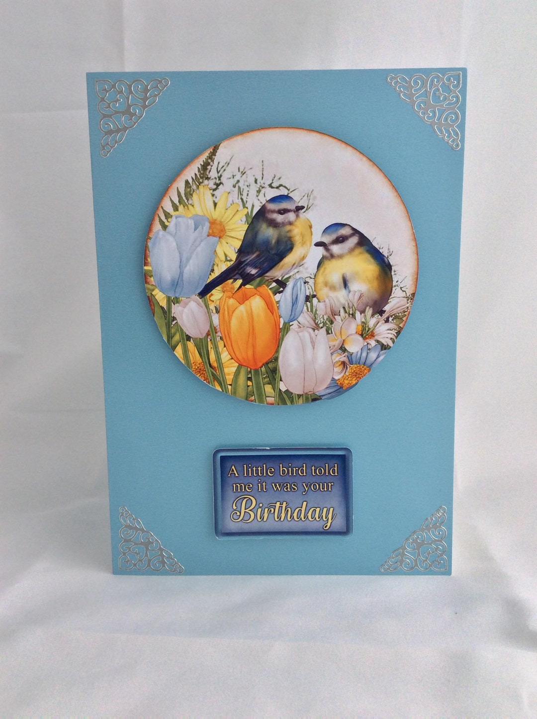 Happy Birthday Card, Unique Birthday Card, Pretty in Blue Card, Spring ...