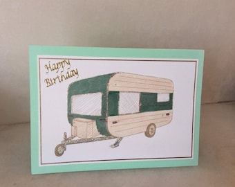 Caravan Birthday Card - Etsy