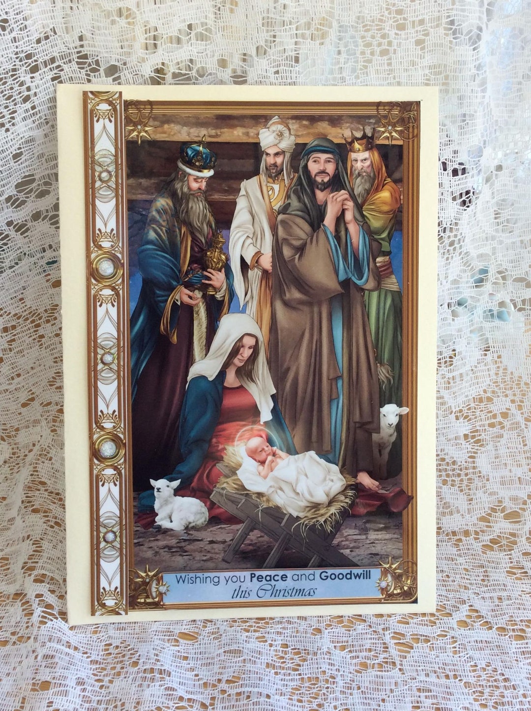 Handmade Nativity Christmas Card: Manger Scene, Religious Blessings - Etsy