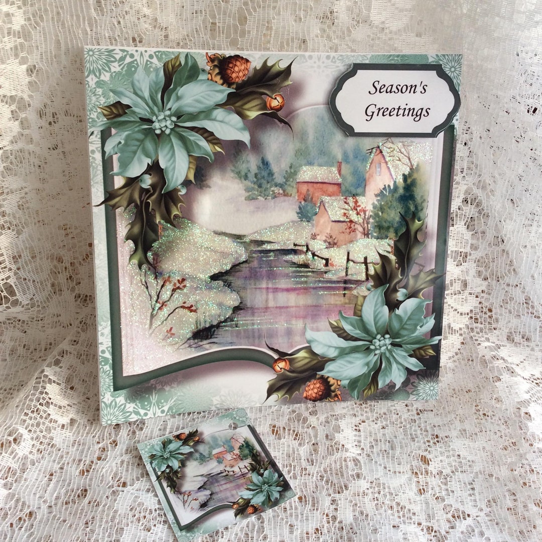 Handmade Christmas Card, Luxury Card, Snow Scene Card, Large Card ...