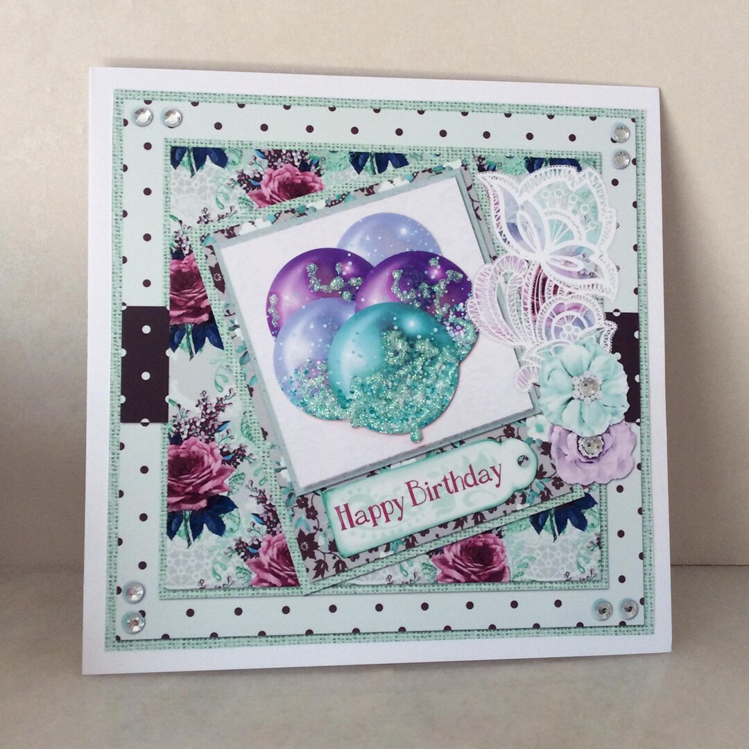 Happy Birthday Balloon Card, Ladies Birthday Card, Childs Birthday Card ...