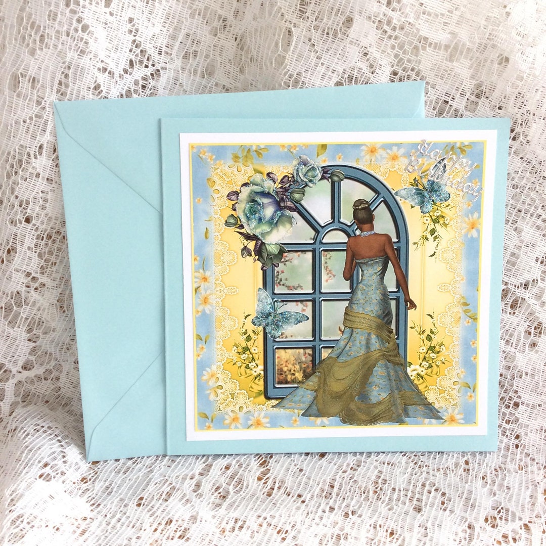 A Stylish Ladies Birthday Card, Beautiful Card, Art Deco Lady, Size 6 X ...