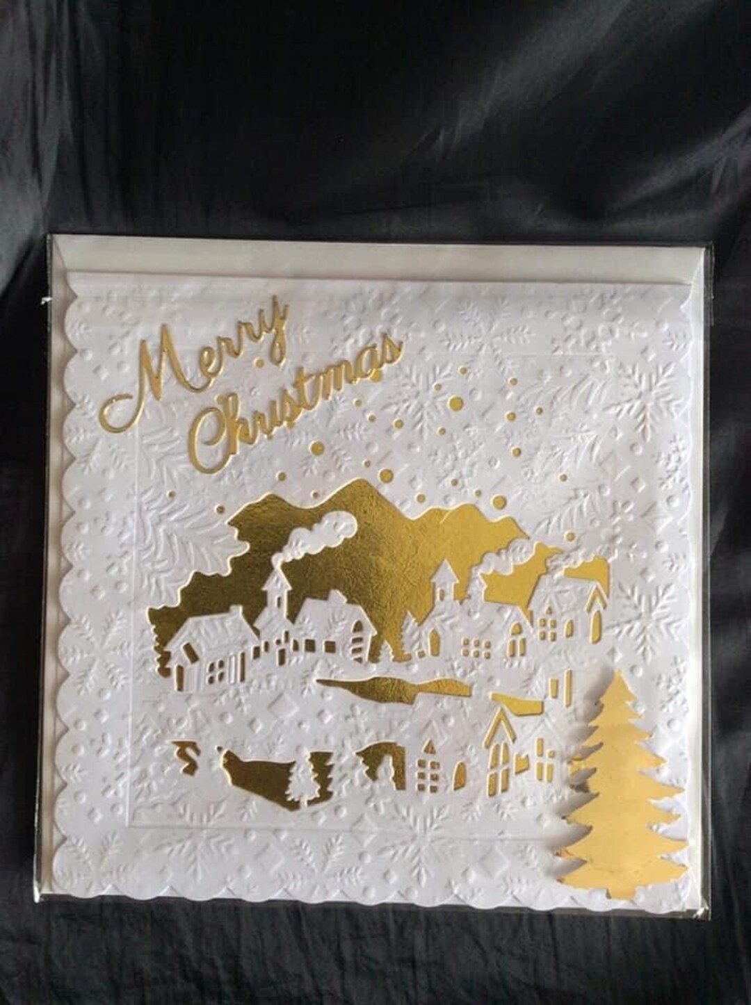 Handmade Embossed Christmas Card: Winter Village Scene - Etsy UK