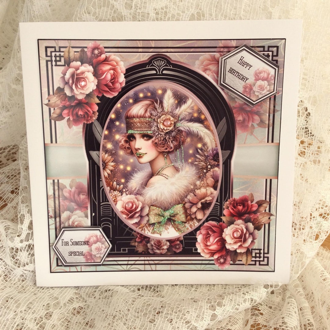 Flapper Girl Card, Birthday Card for Lady, Happy Birthday Card, Ladies ...