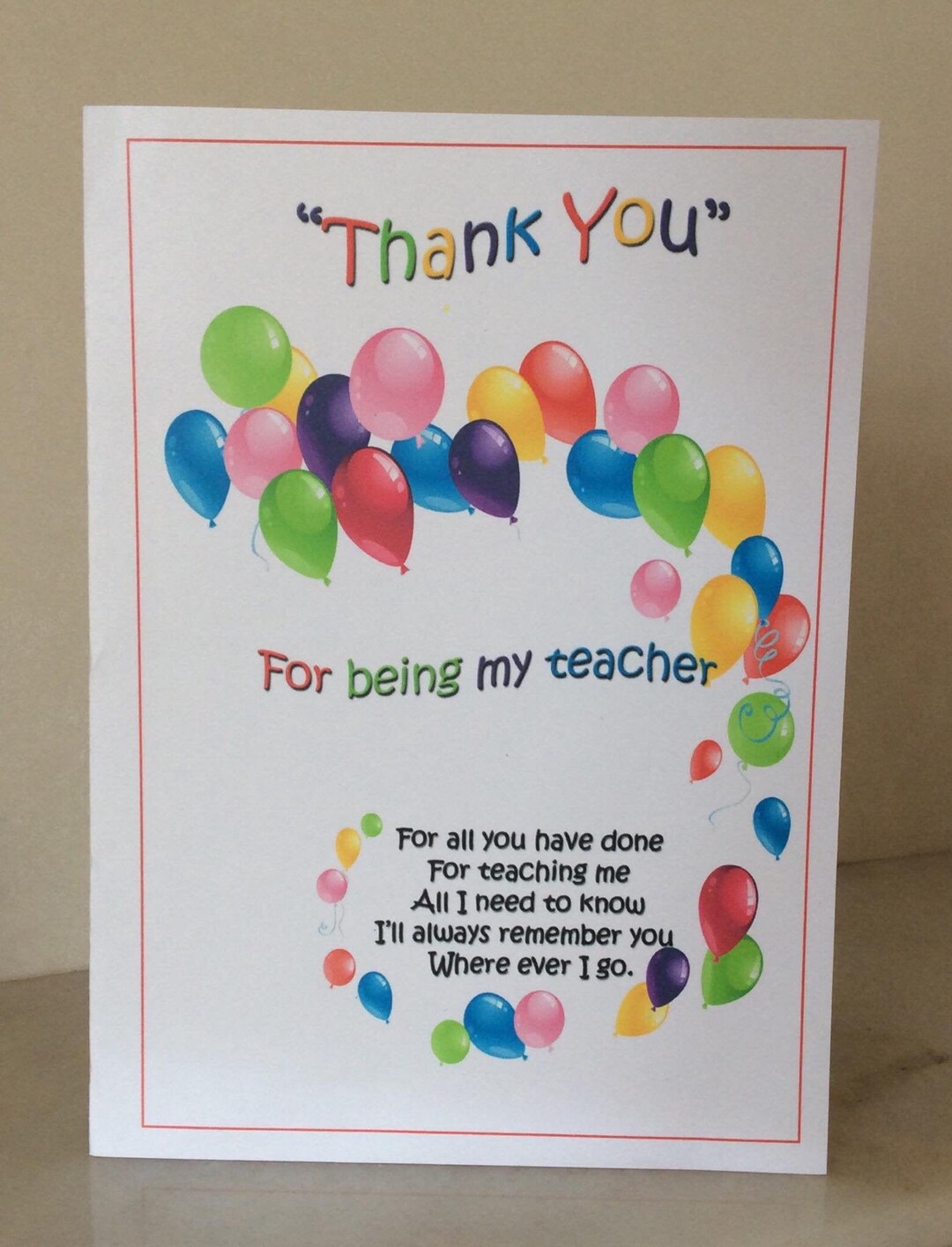 Thank You for Teaching Me Card,cute Teacher Card, Thank You Teacher ...