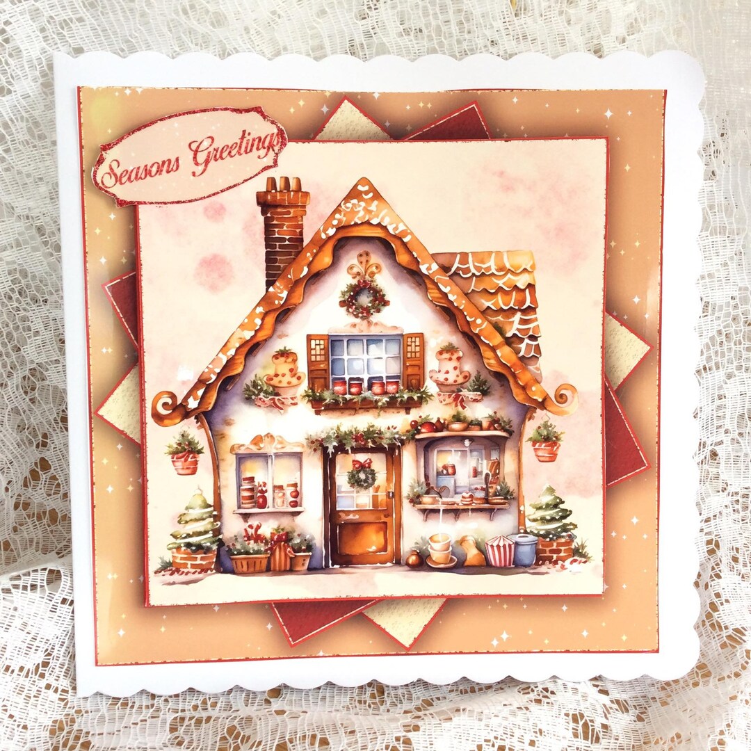 Gingerbread House Christmas Card, Novelty Card, Festive Card, Happy ...