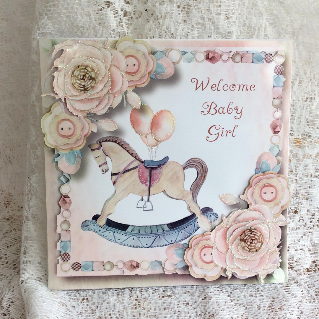 Card for the Arrival of New Baby Girl ,baby Arrival Card, Welcome Baby ...