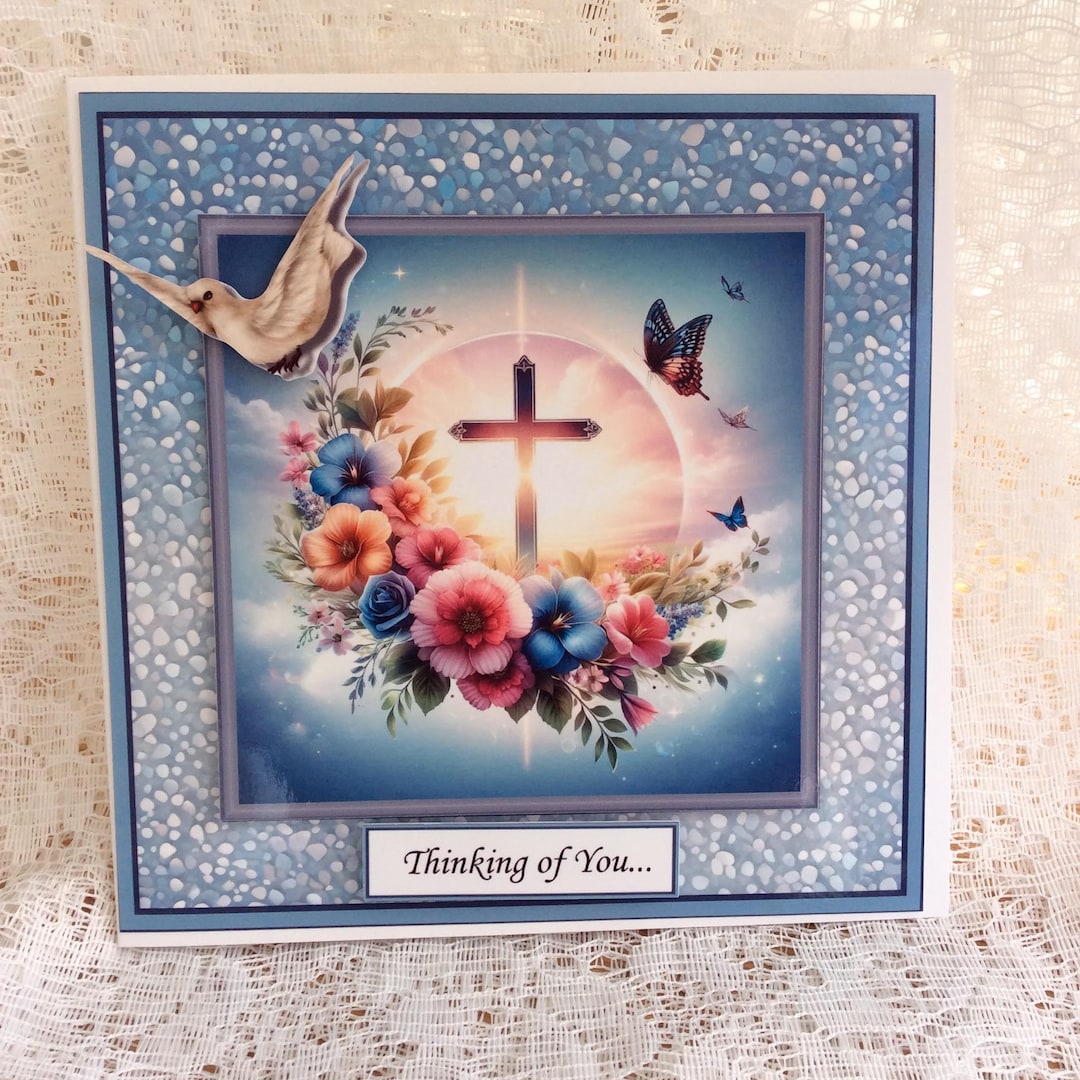 Floral Cross Sympathy Card: Handmade Condolence Card (6x6 Inch) - Etsy