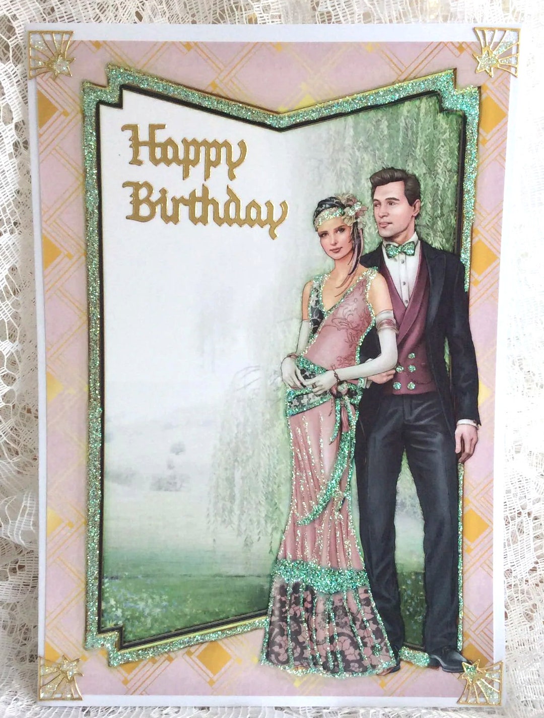 Art Deco Birthday Card for Her, Birthday Greetings Card, Handmade Card ...