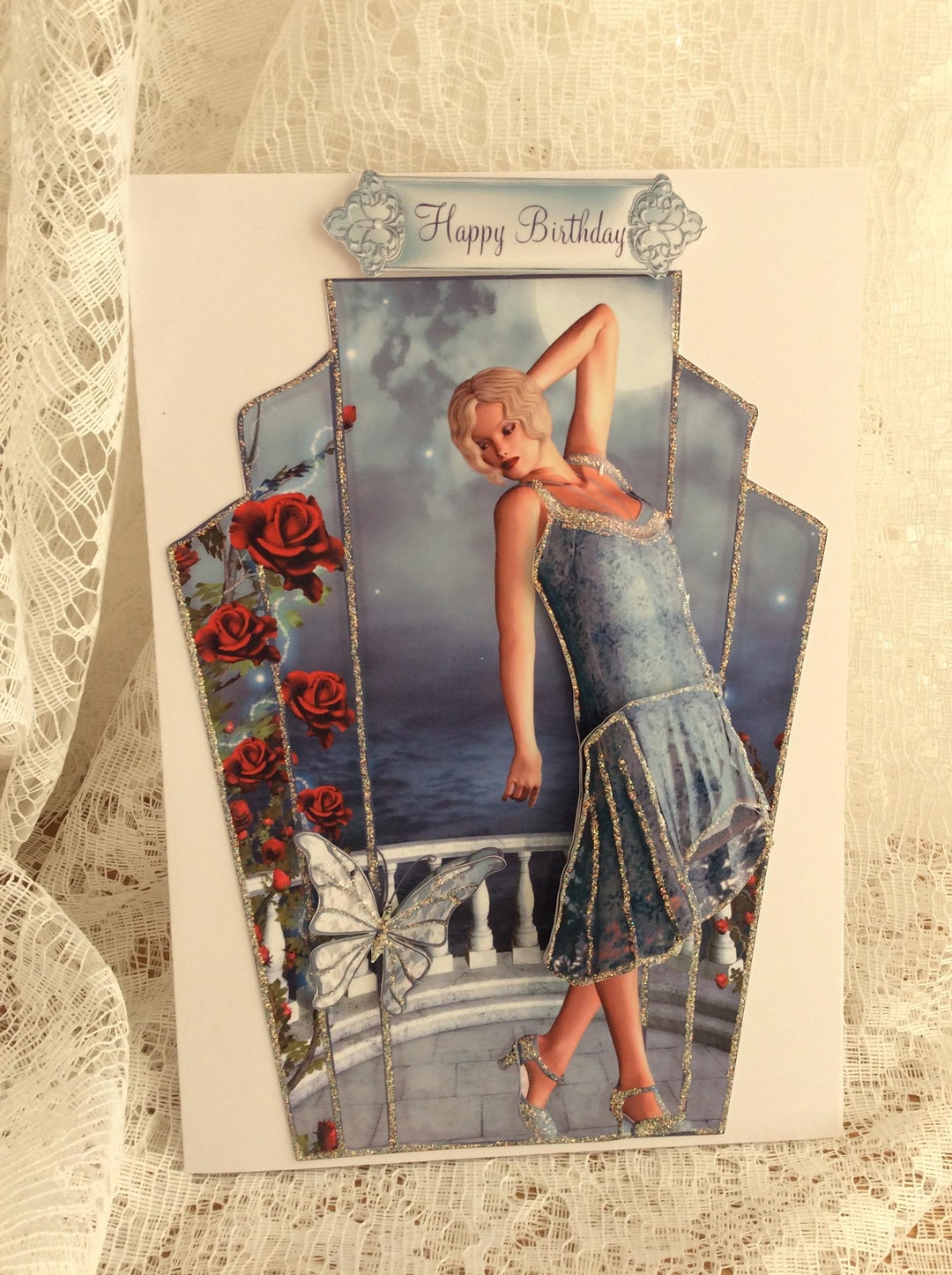 Unique Flapper Girl Card, Birthday Card for Lady, Happy Birthday Card ...