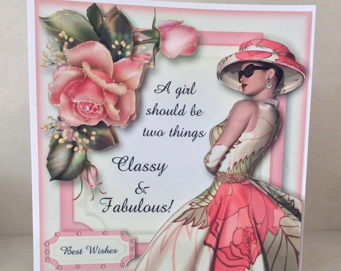 A Beautiful Card for a Stylish Ladies Birthday, Elegant Card , Special ...