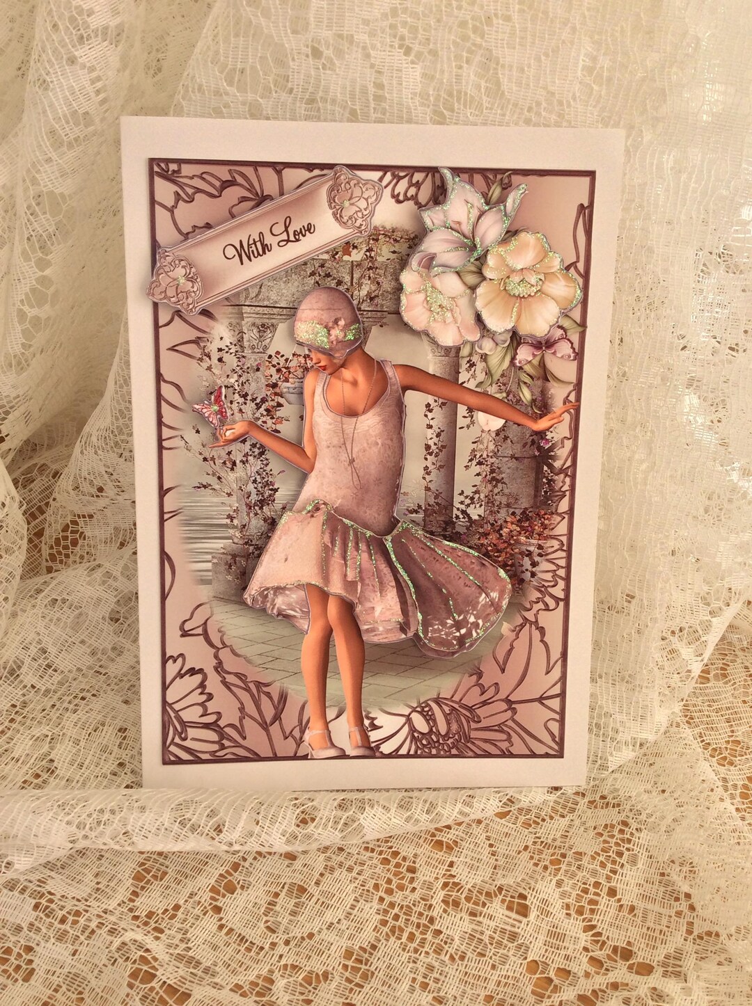 Pretty Flapper Girl Card, Birthday Card for Lady, Happy Birthday Card ...